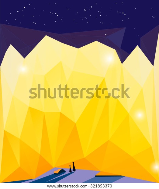 Rock Night Sky Two Human Shadows Stock Vector (Royalty Free) 321853370 ...