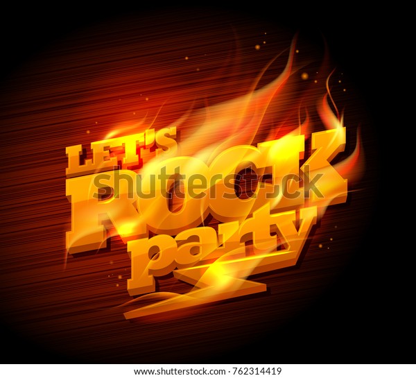 Rock Party Logo Design Burning Text Stock Vector (Royalty Free) 762314419