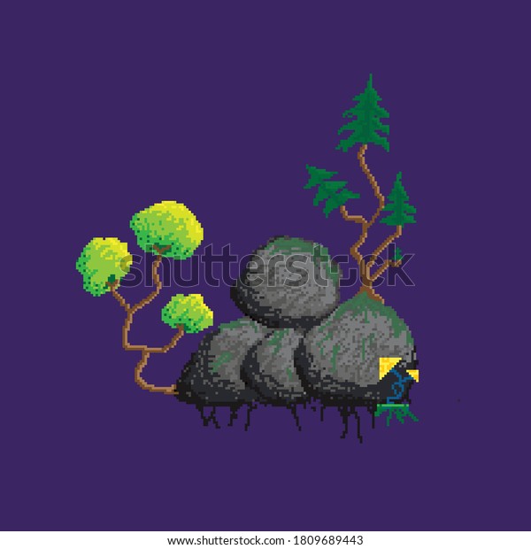 Rock Pixel Art Overgrown Cypress Apple Stock Vector (Royalty Free ...