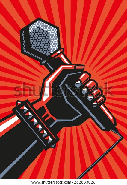 Rock Poster Human Hand Microphone Stock Vector (Royalty Free) 262833026 ...