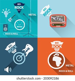 Rock Roll Icons Stock Vector (Royalty Free) 203092186 | Shutterstock