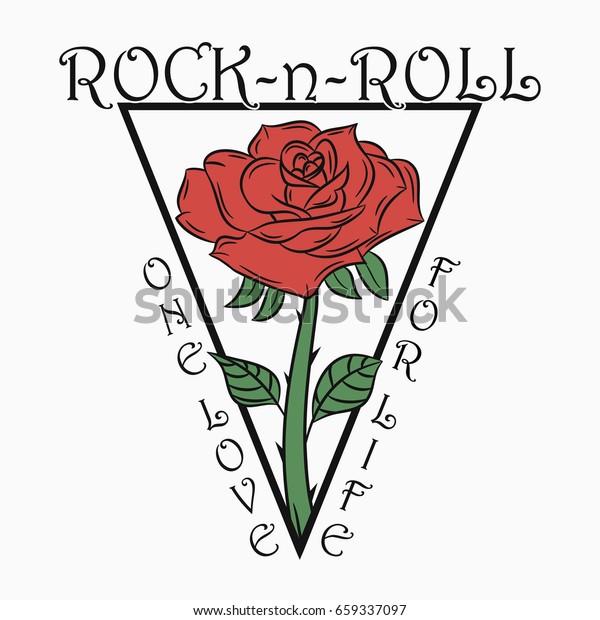 Rock Roll Print Rose Rock Music Stock Vector (Royalty Free) 659337097