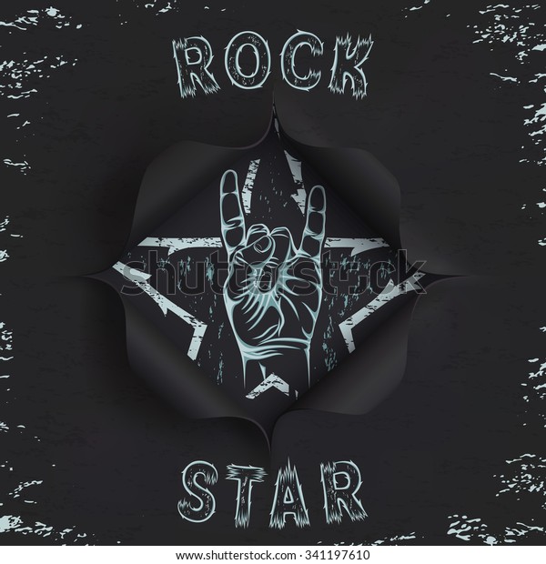 Rock Star Black Torn Paper Background Stock Vector (Royalty Free ...