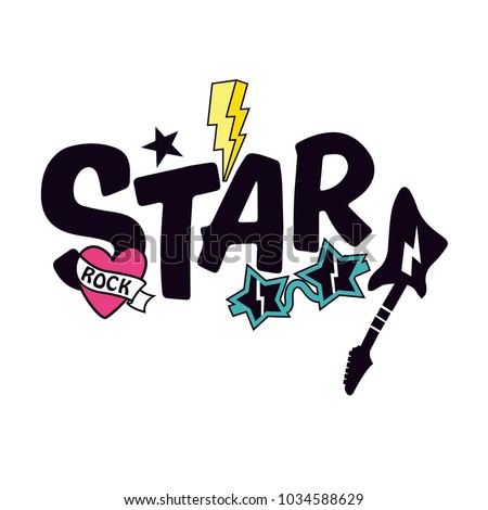 Rock Star Slogan Print Design Funny Vector Stock Vector (Royalty Free ...