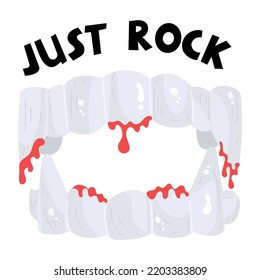 Rock Teeth Denoting Fangs Flat Sticker Stock Vector (Royalty Free ...