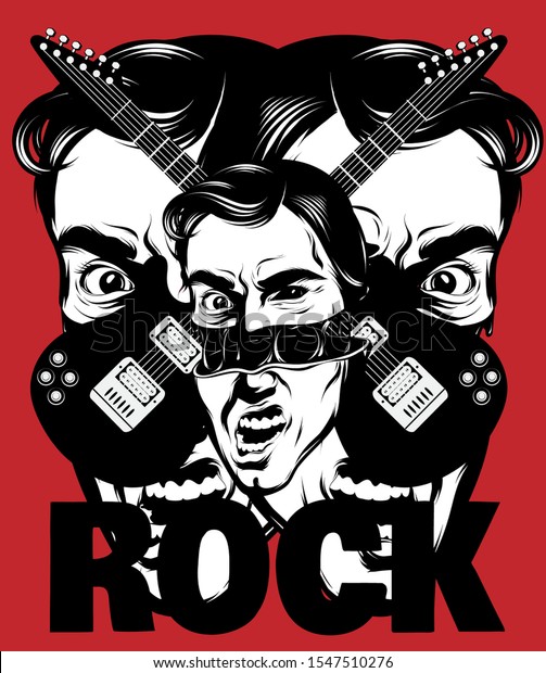 Rock Vector Hand Drawn Illustration Screaming Stock Vector (Royalty ...