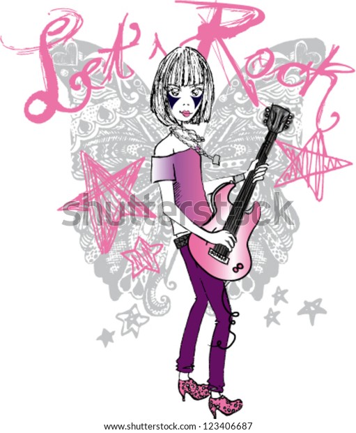Rocker Girl Stock Vector (Royalty Free) 123406687