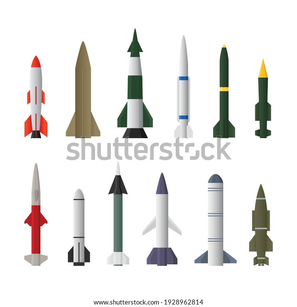 Rocket Aircraft Missiles Different Types Isolated Stock Vector (Royalty ...