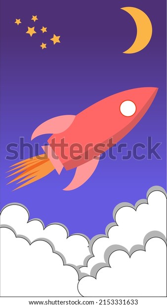 Rocket Blue Sky Vector Kids Childern Stock Vector (Royalty Free ...