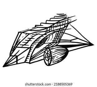 Rocket Cartoon Vector Illustration Black White Stock Vector (Royalty ...