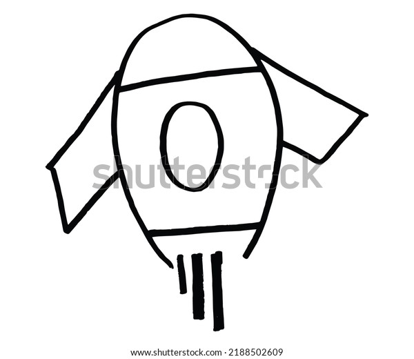 Rocket Cartoon Vector Illustration Black White Stock Vector (Royalty ...