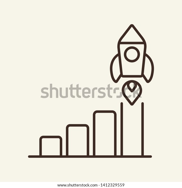 Rocket Diagram Line Icon Bar Chart Stock Vector (Royalty Free ...