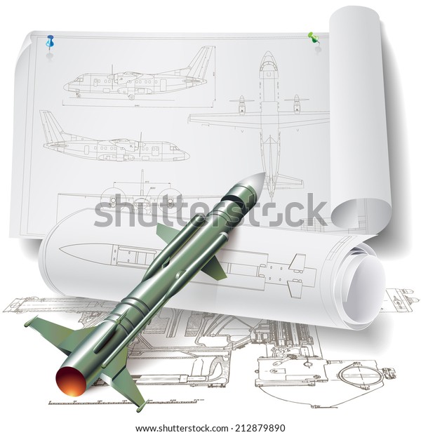 Rocket Drawings Jet Isolated On White Stock Vector (Royalty Free ...