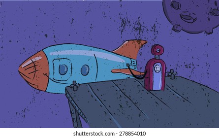 Rocket Fueling Space Gas Station Stock Vector (Royalty Free) 278854010 ...
