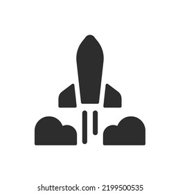 Rocket Going Icon Monochrome Black White Stock Vector (Royalty Free ...