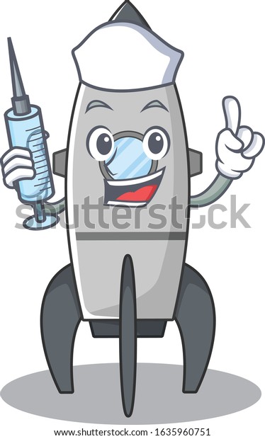 Rocket Hospitable Nurse Character Syringe Stock Vector (Royalty Free ...