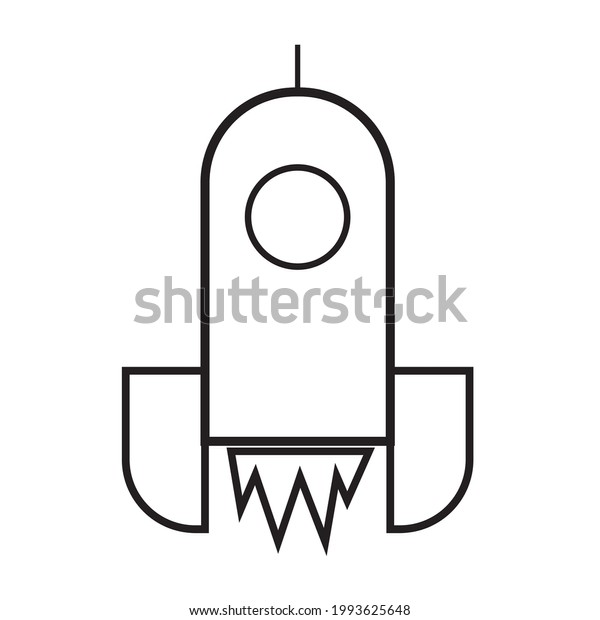Rocket Icon Symbol Flat Black Line Stock Vector (Royalty Free ...