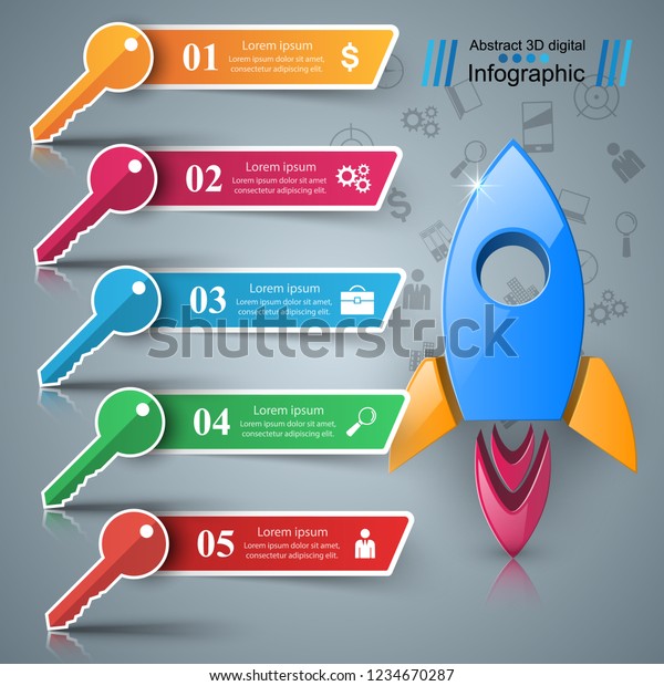 Rocket Key 3d Business Infographic Vector Stock Vector (Royalty Free ...