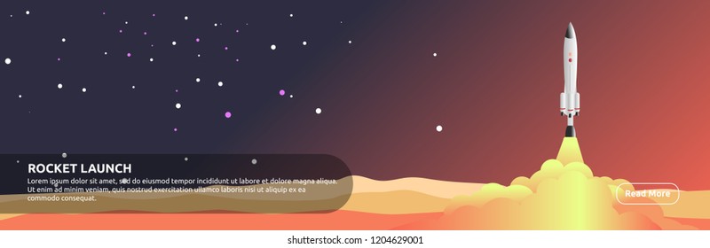 Rocket Launch Banner Design Stock Vector (Royalty Free) 1204629001 ...