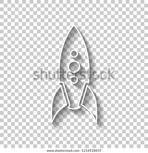 Rocket Launch Icon White Outline Sign Stock Vector (Royalty Free ...