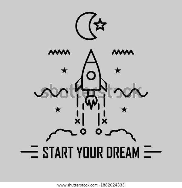 Rocket Launch Line Art Illustration Easy Stock Vector (Royalty Free ...