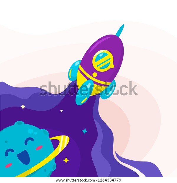 Rocket Leaving Planet Illustration Stock Vector (Royalty Free ...