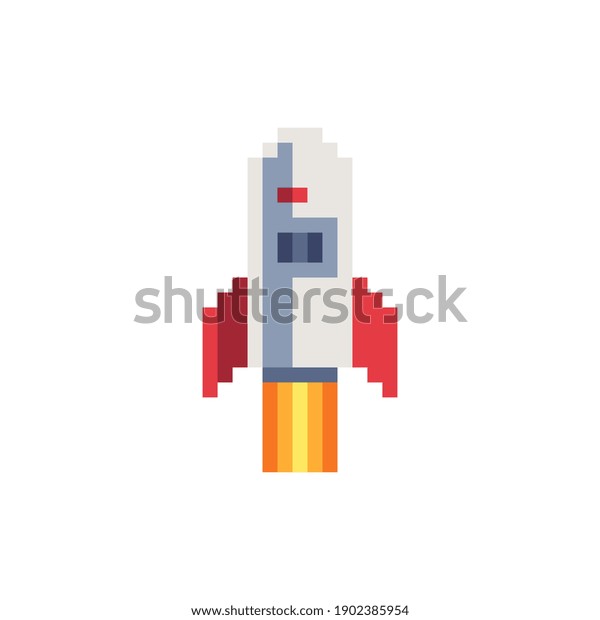 Rocket Pixel Art Icon Astronautics Symbol Stock Vector (Royalty Free ...