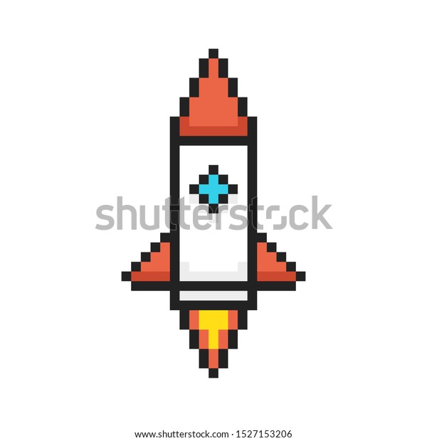 Rocket Pixel Art Retro Game Style Stock Vector (Royalty Free ...