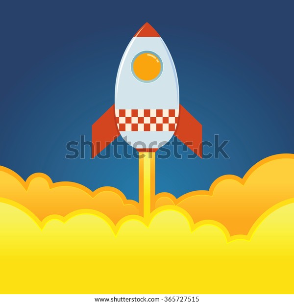 Rocket Ship Blasting Off Ground Vector Stock Vector (Royalty Free ...