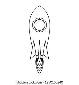 Rocket Taking Off Symbol Black White 스톡 벡터(로열티 프리) 1250157997