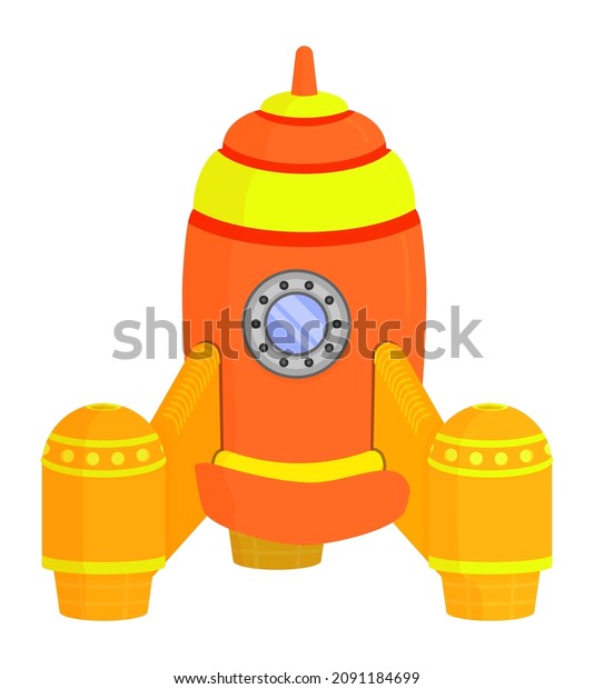 Rocket Toy Orange Spaceship Icon Cartoon Stock Vector (Royalty Free ...