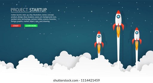 Rockets Launch Into Night Sky Text Stock Vector (Royalty Free) 1119785948