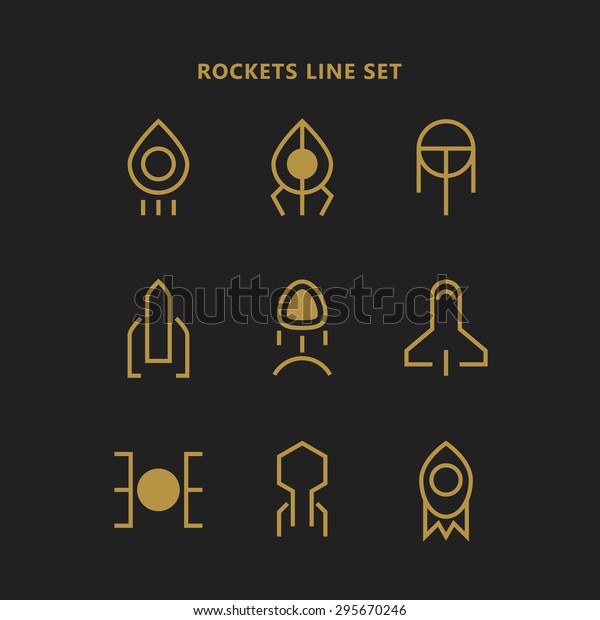 Rockets Outline Logos Set Minimalistic Vector Stock Vector (Royalty ...