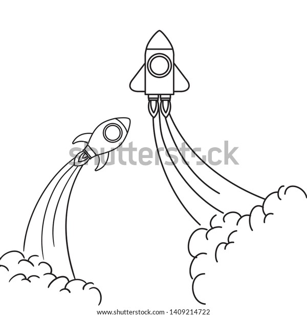 Rockets Taking Off White Background Stock Vector (Royalty Free ...