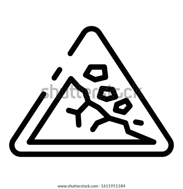 Rockfall Road Sign Icon Outline Rockfall Stock Vector (Royalty Free ...