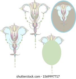 Rococo Vector Hand Drawing Colorful Illustration Stock Vector (Royalty ...