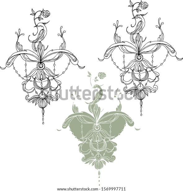 Rococo Vector Hand Drawing Illustration Rococo Stock Vector (Royalty ...