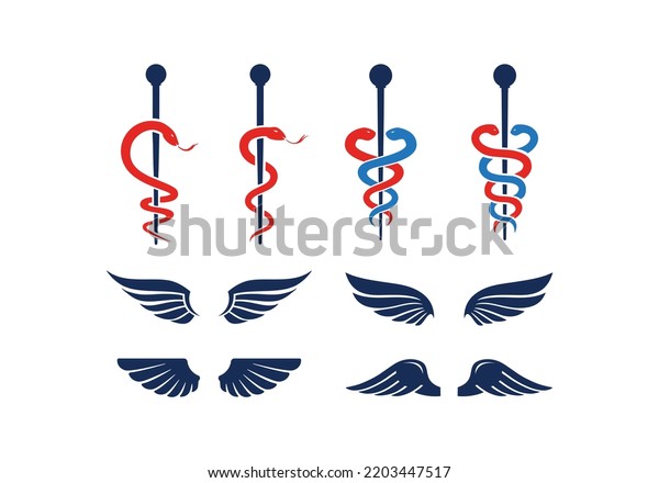 Rod Caduceus Snake Wings Set Medical Stock Vector (Royalty Free ...