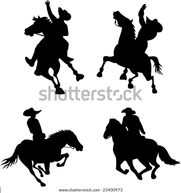Rodeo Cowboy Silhouettes Stock Vector (Royalty Free) 23400973