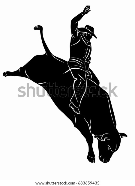 Rodeo Illustration Black White Drawing White Stock Vector (Royalty Free ...