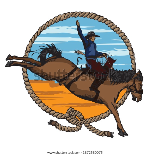 Rodeoman Vector Illustration Hand Drawn Style Stock Vector (Royalty ...