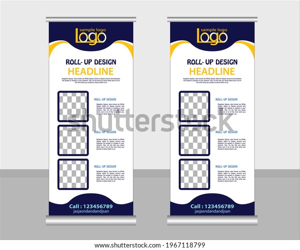 Roll Banner Design Editable Vertical Template Stock Vector (Royalty ...