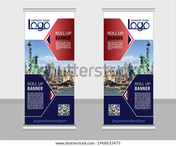 Roll Banner Design Editable Vertical Template Stock Vector (Royalty ...
