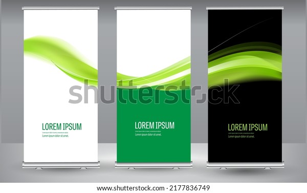 Roll Banner Green Line Wave Standee: เวกเตอร์สต็อก (ปลอดค่าลิขสิทธิ์ ...