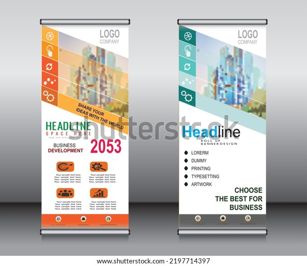 Roll Banner Template Designbanner Layout Advertisement Stock Vector ...