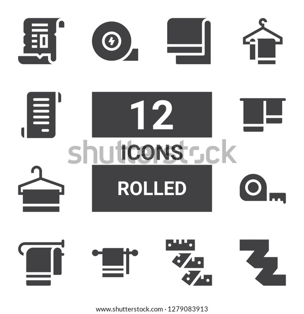 Rolled Icon Set Collection 12 Filled Stock Vector (Royalty Free ...