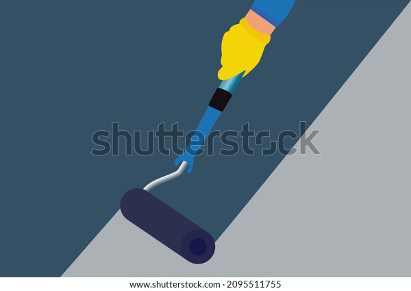 Roller Brush Waterproofing Waterproofing Coating Copy Stock Vector ...