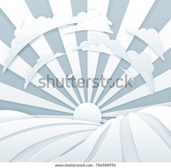 Rolling Hills Sunrise Sun Rays Field Stock Vector (Royalty Free ...