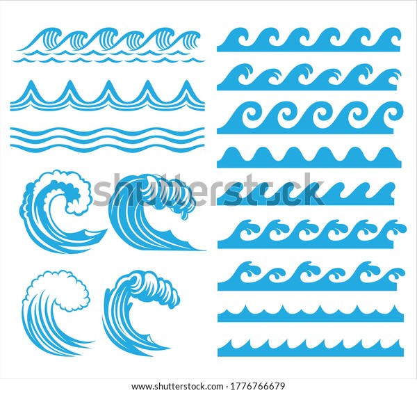 Rolling Ocean Sea Wave Stream Line Stock Vector (Royalty Free ...
