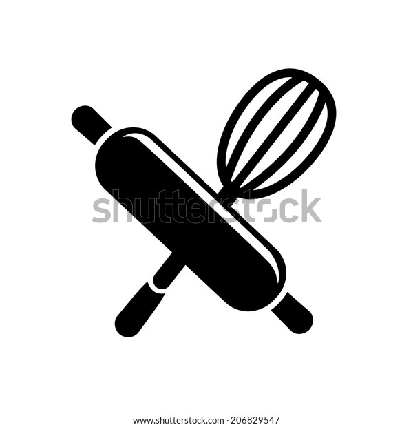 Rolling Pin Whisk Icon Stock Vector (Royalty Free) 206829547